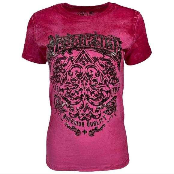 Affliction | Tops | Affliction Womens Tshirt Feint Illusion Biker ...
